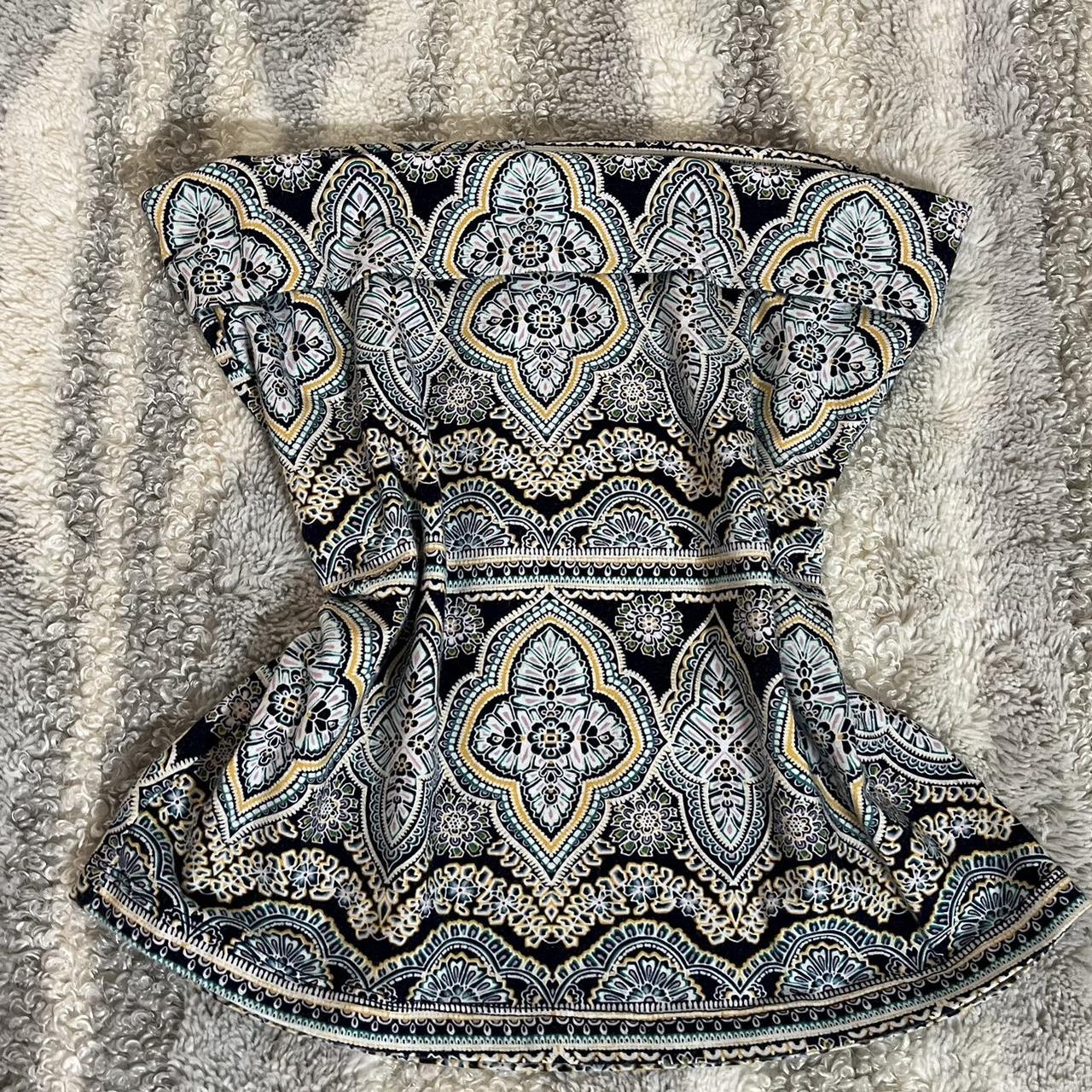 Thrifted patterned tube top (can also be used as a... - Depop