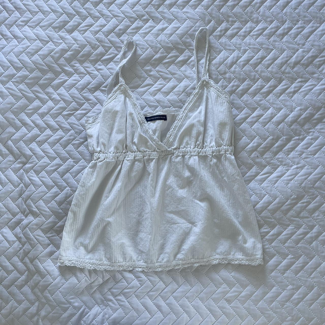 brandy melville white Edith lace tank top - Depop