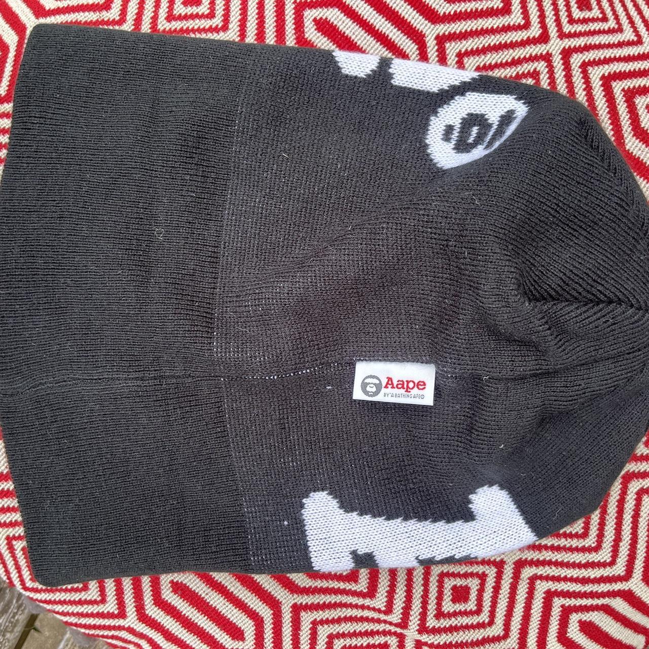 Aape black and white beanie hat Worn once, soft and... - Depop