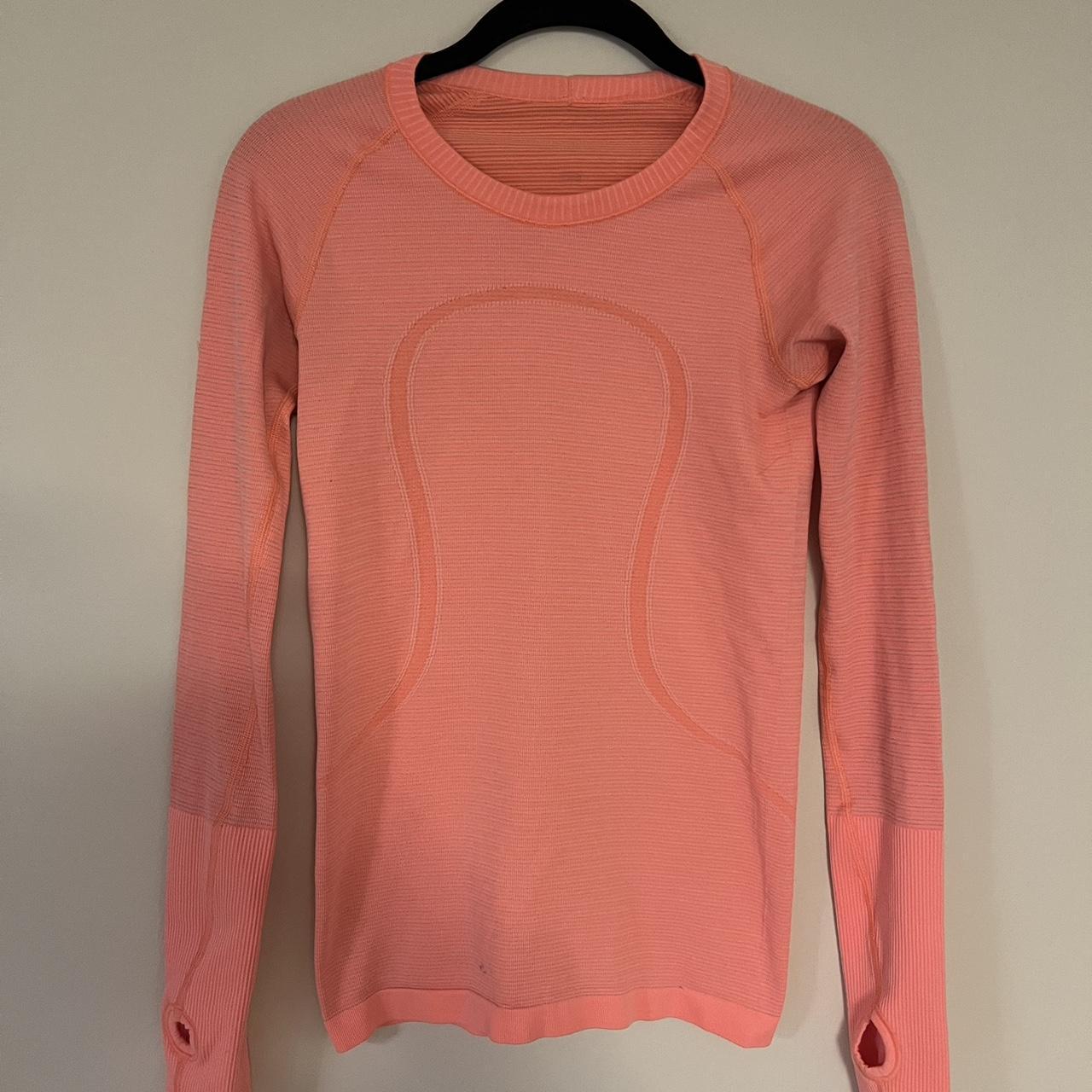 Lululemon swiftly tech long sleeve in coral Size 4,... - Depop