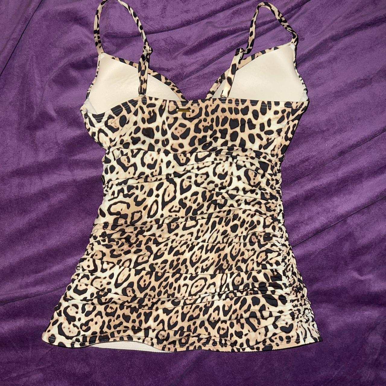 victoria’s secret leopard print swim top size 34... | Depop