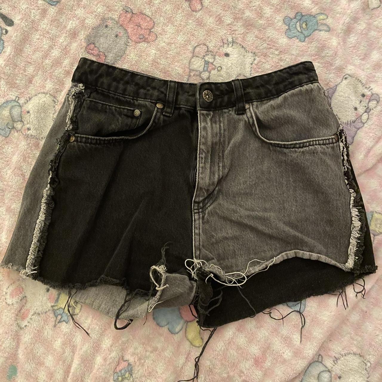 The Ragged Priest Women's Black and Grey Shorts | Depop