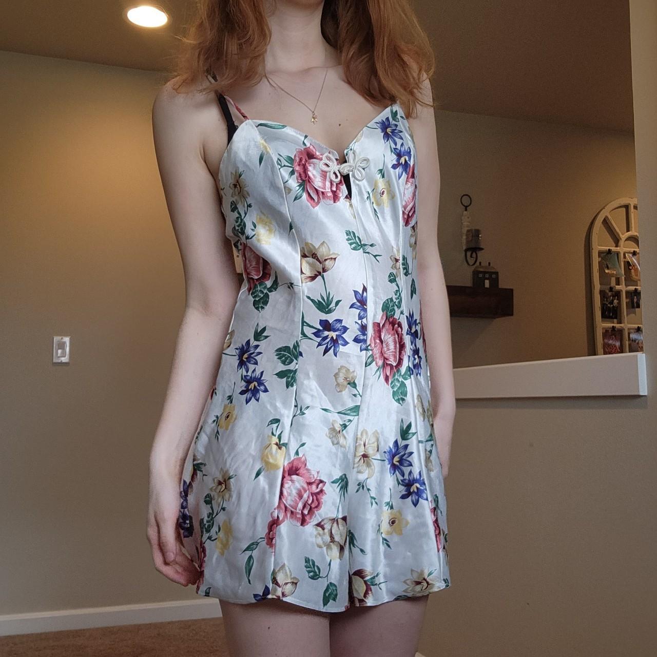 beautiful floral silk romper from cacique lingeri e... - Depop