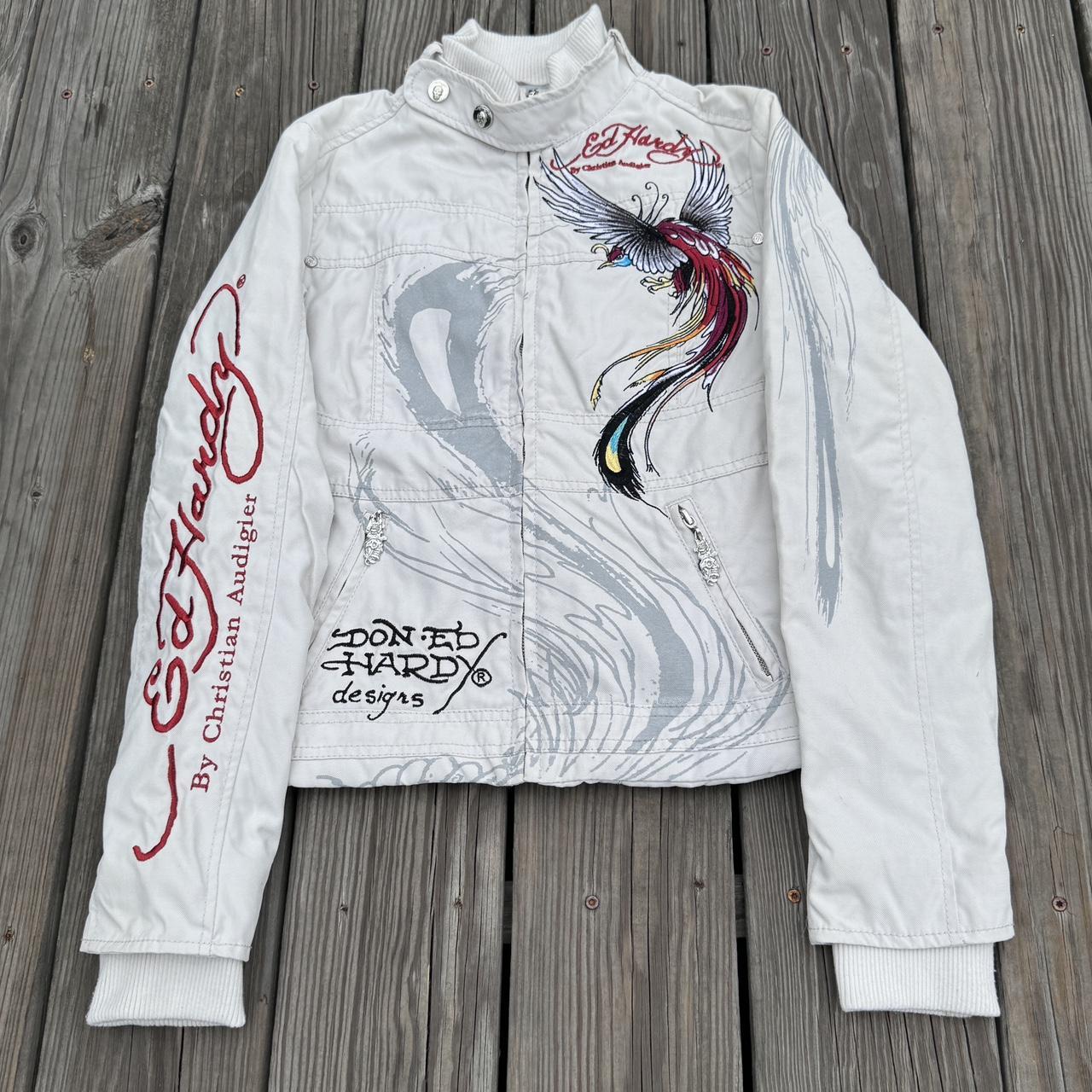 Ed Hardy Sweater w Bezels/Rhinestone - Condition:... - Depop