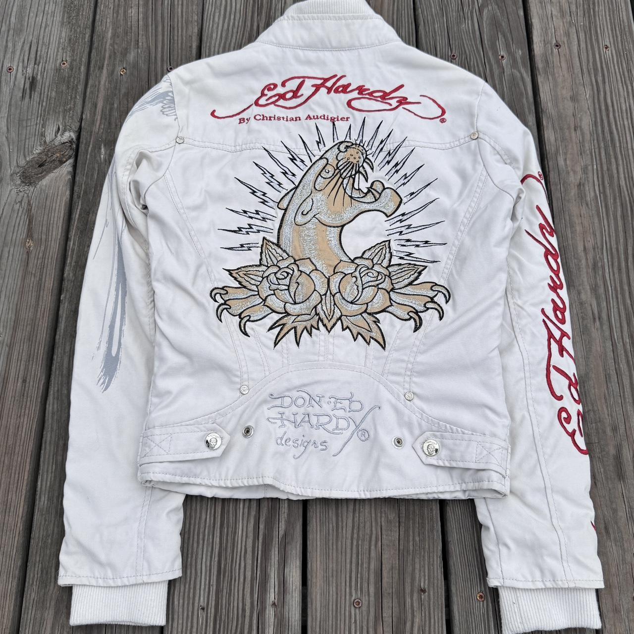 Ed Hardy Sweater w Bezels/Rhinestone - Condition:... - Depop