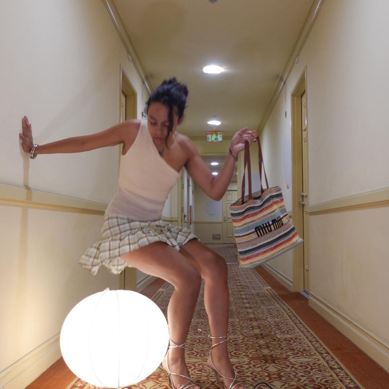 BDG Jesse Low Rise Pleated Mini Skirt Yellow... | Depop