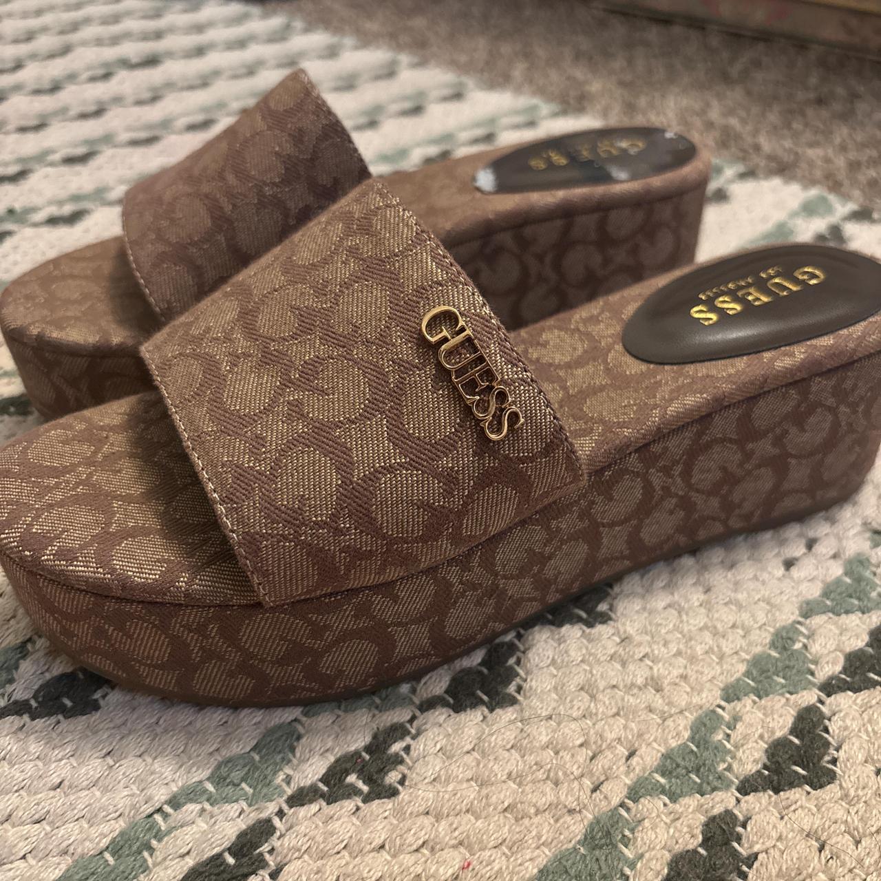 Brown Guess platform sandals Literally so cute but... | Depop