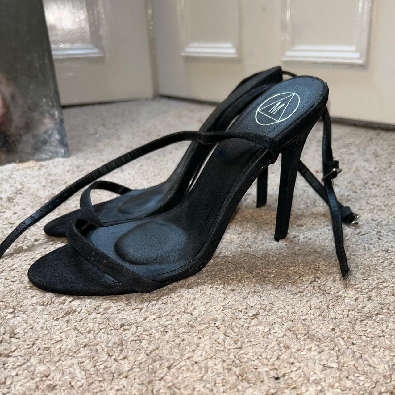 Missguided basic black strappy stiletto heels Size 4... - Depop