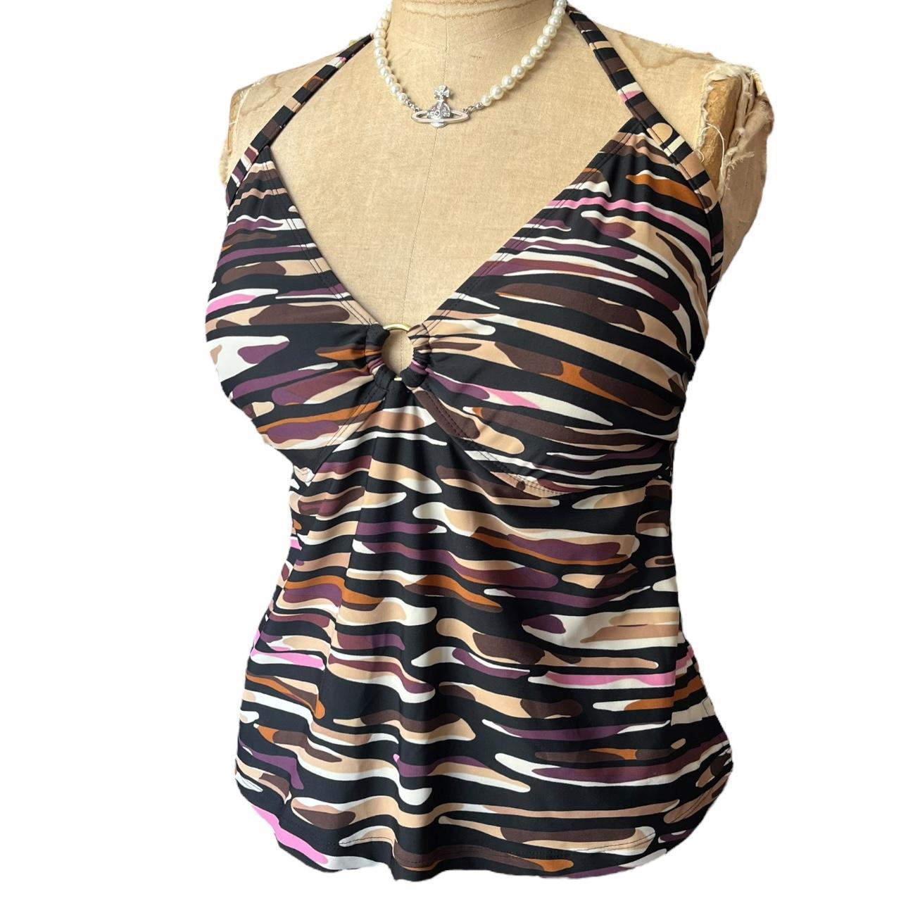 Brown and pink tankini halter top 🤎Brand is Old Navy... - Depop