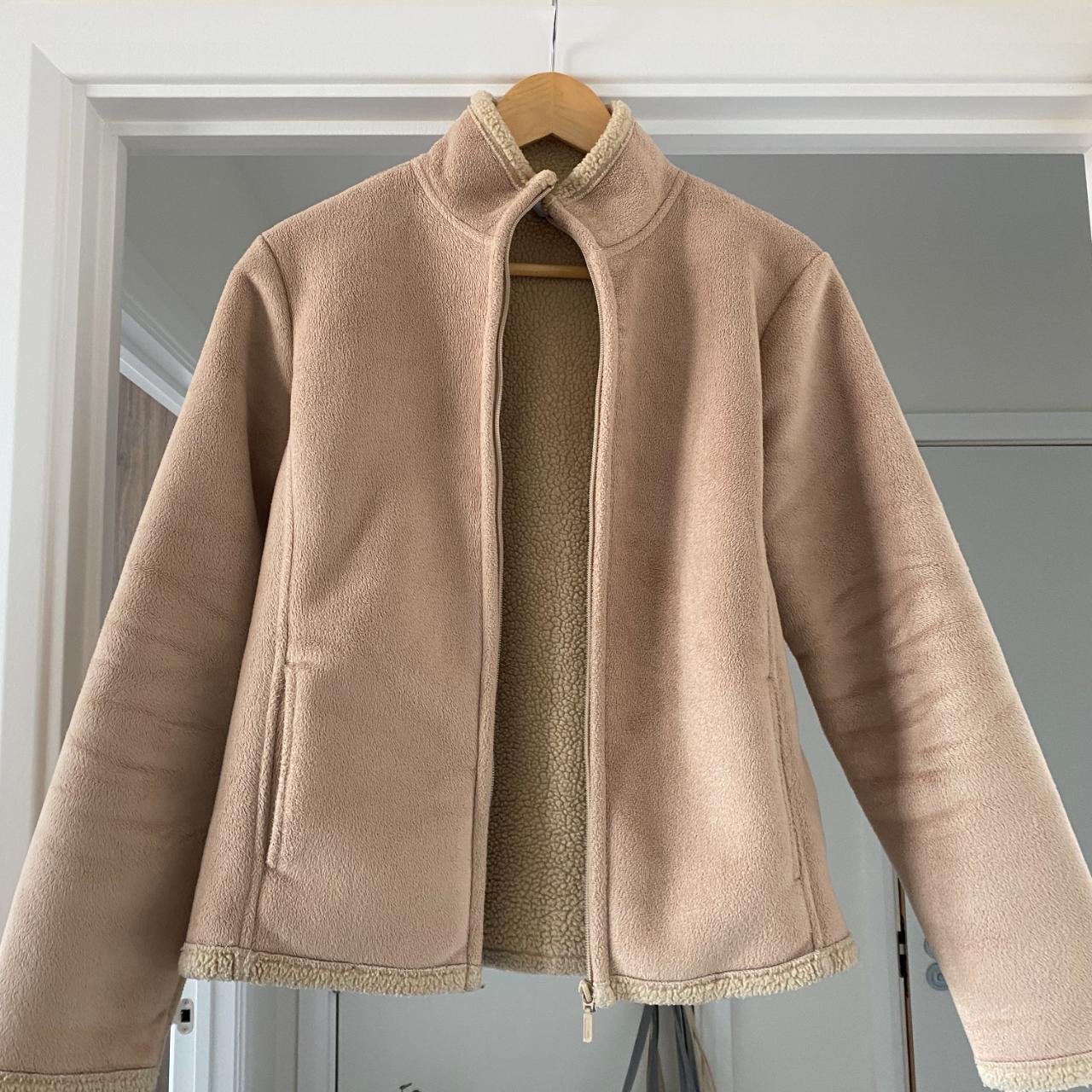 Tan coloured fleece jacket, size small. Soft material - Depop