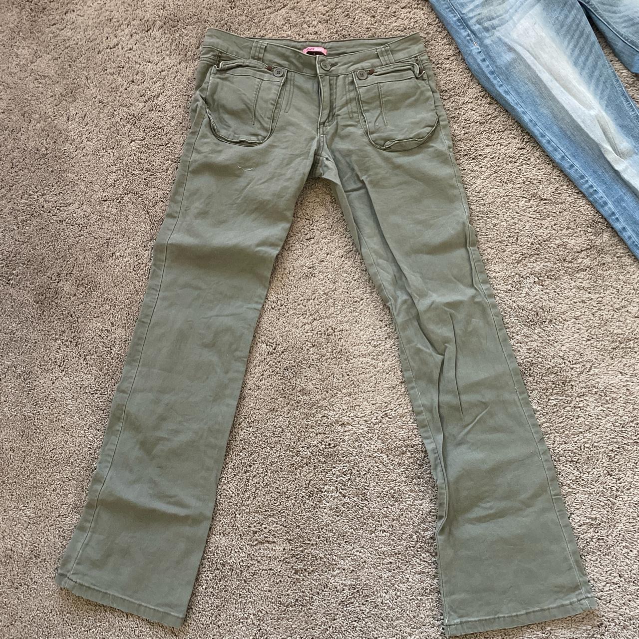 Army green low waist flare cargo pants Size xs? I’m... - Depop