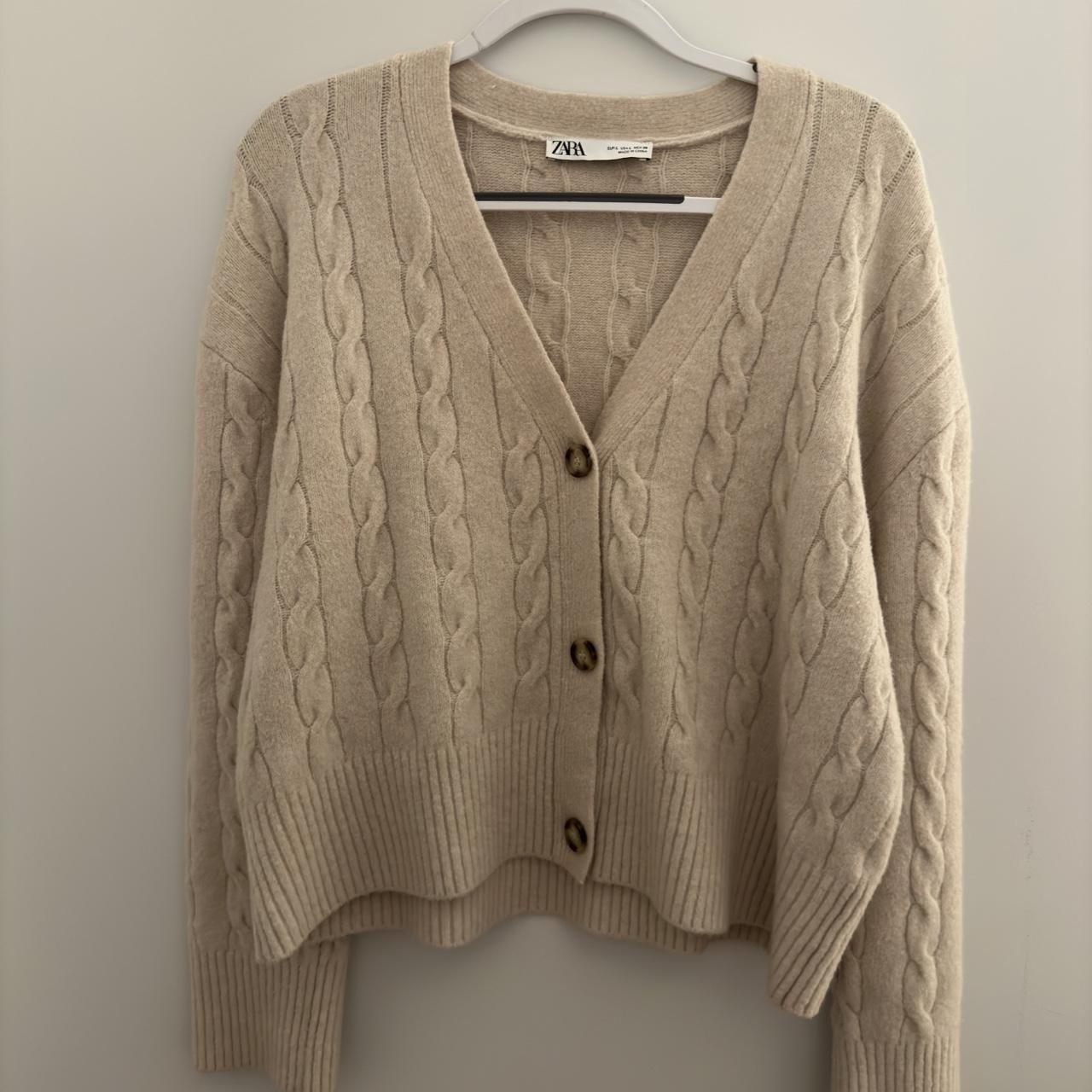Zara cable knit sweater. Khaki color, so soft.... - Depop