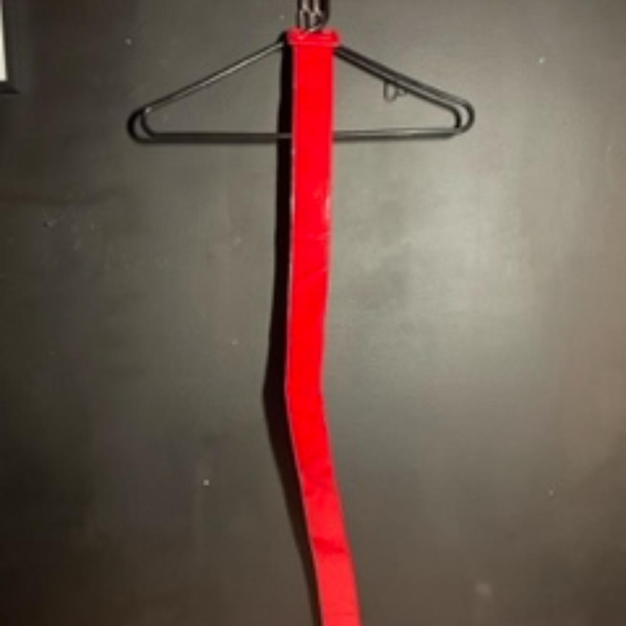 vintage red vinyl belt, adjustable waist 34 inches - Depop