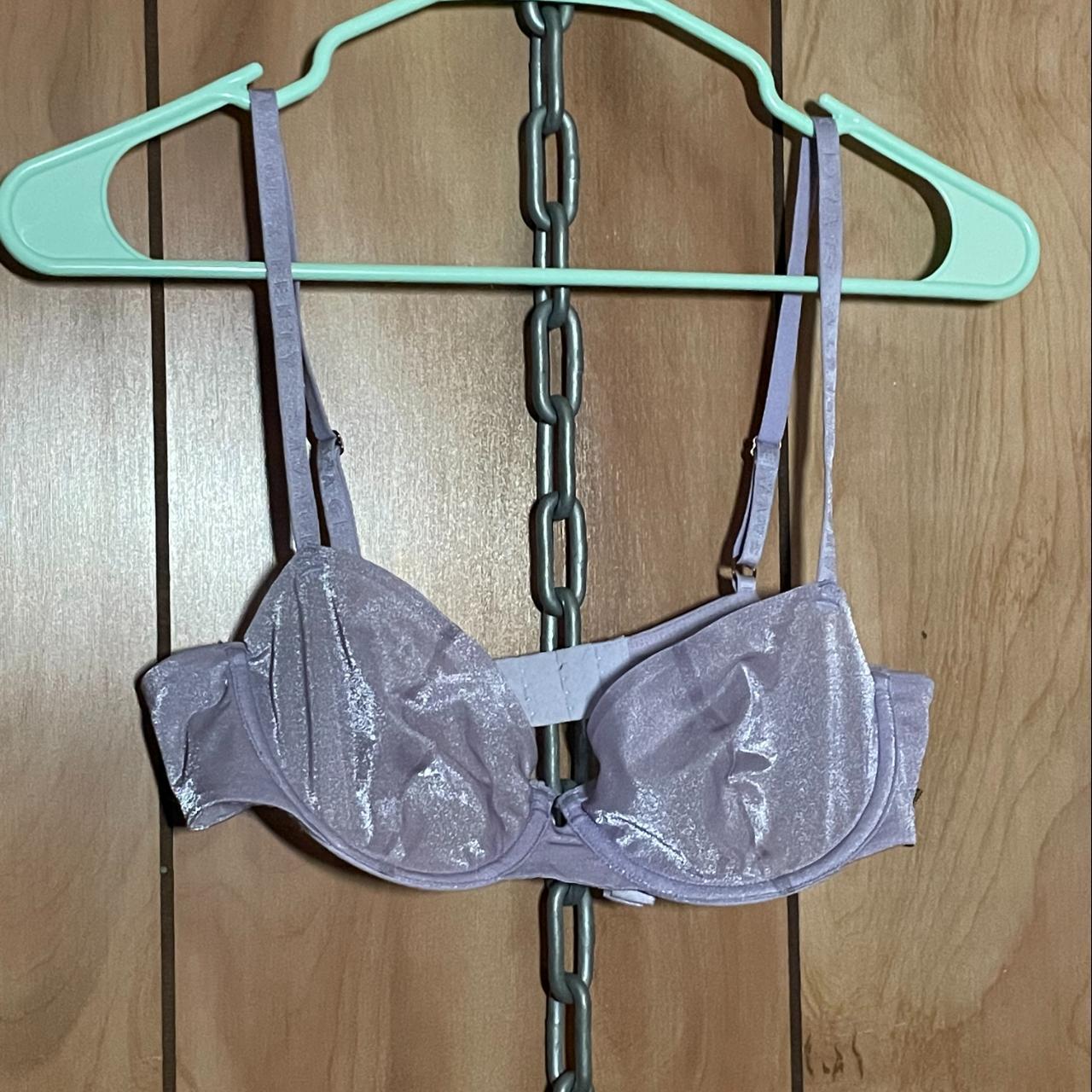 Sparkley purple bra, cupless with underwire and... - Depop