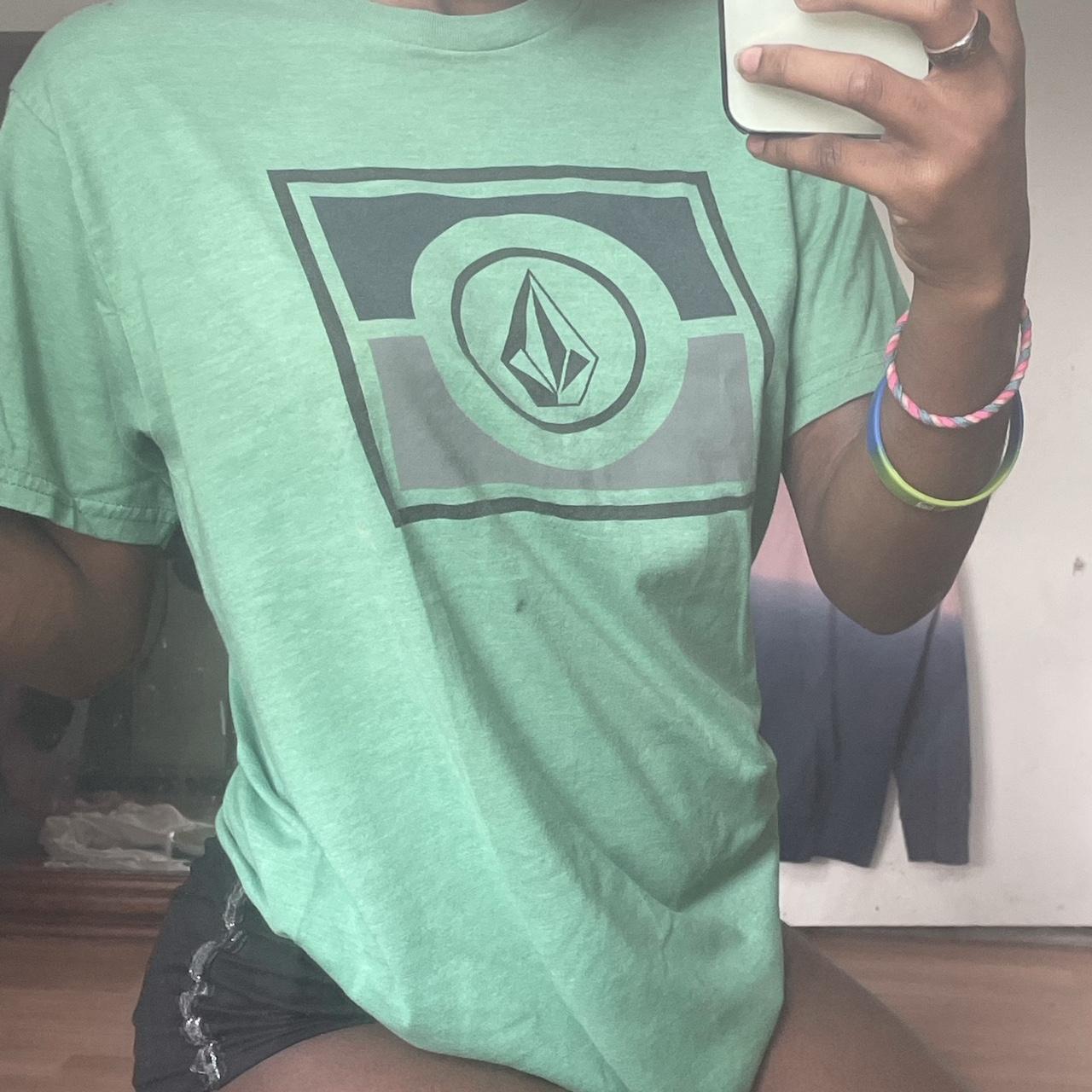 Green Volcom Logo T-shirt •not sure how many times... - Depop