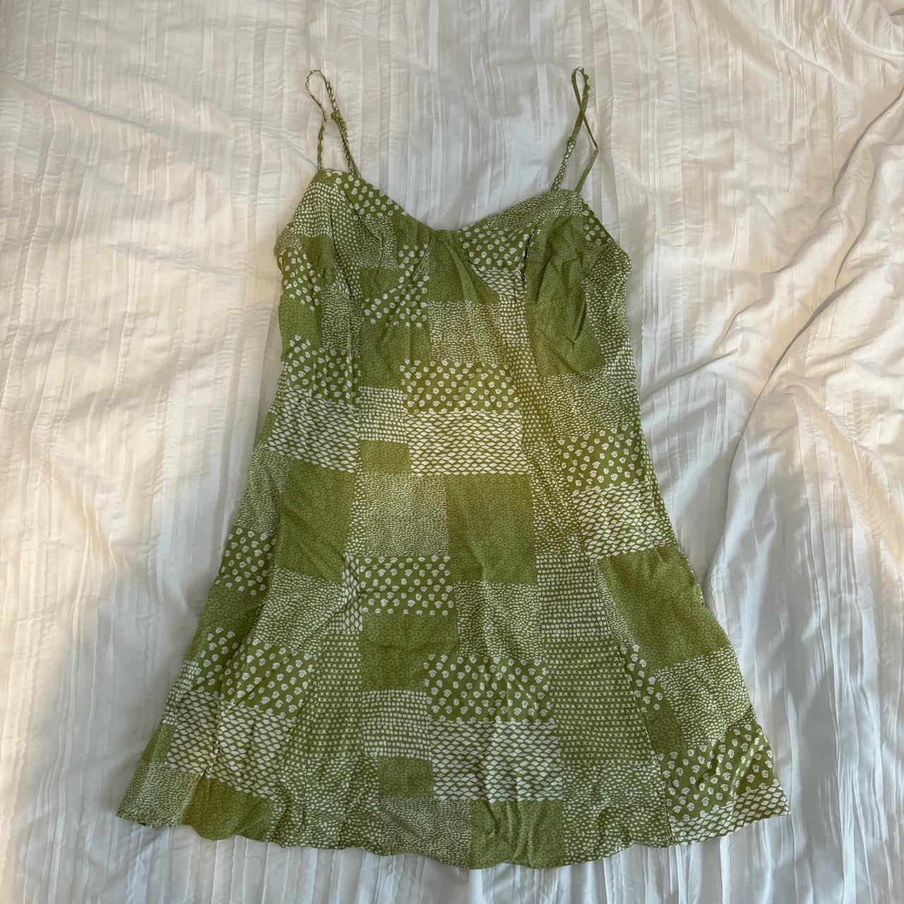 PacSun Women's White and Green Dress | Depop
