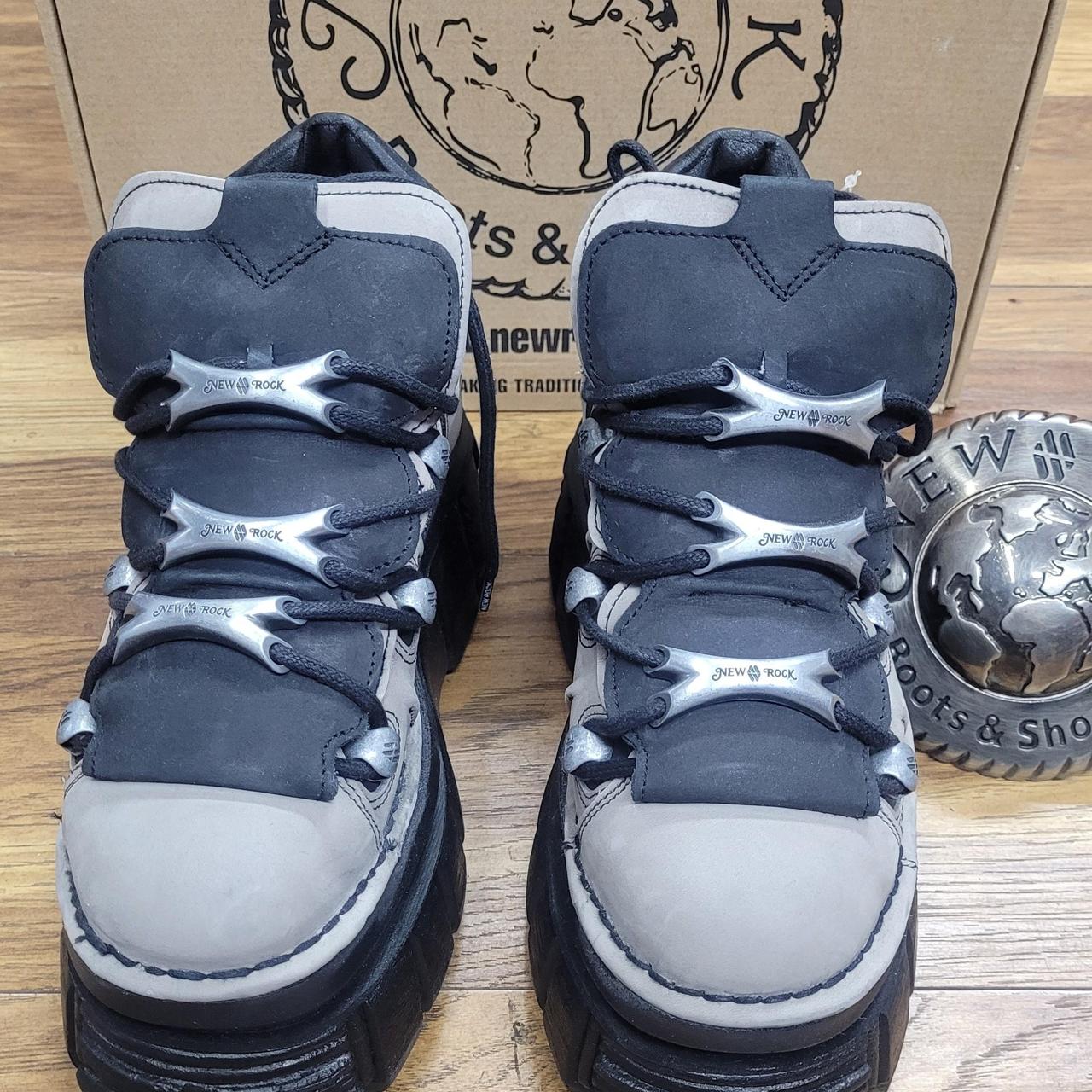 New Rock black and grey chunky platform boots #goth... | Depop