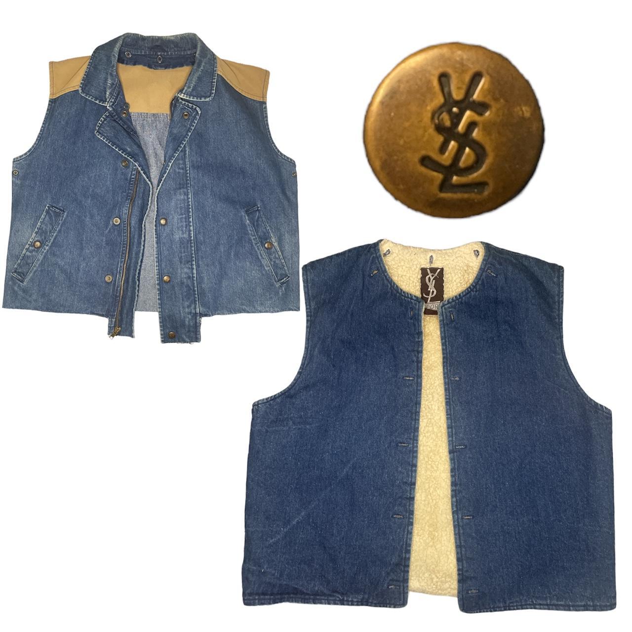 90s YSL denim vest size M good condition has a wax... - Depop