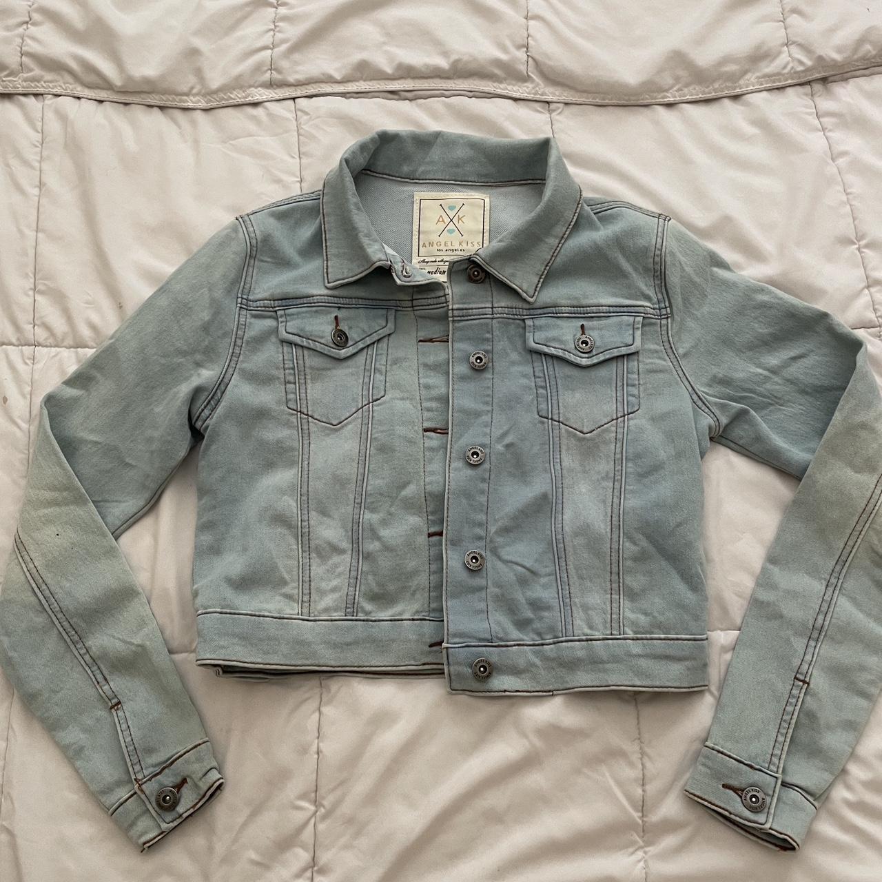 Cute soft cropped denim jacket. Light denim, and... - Depop