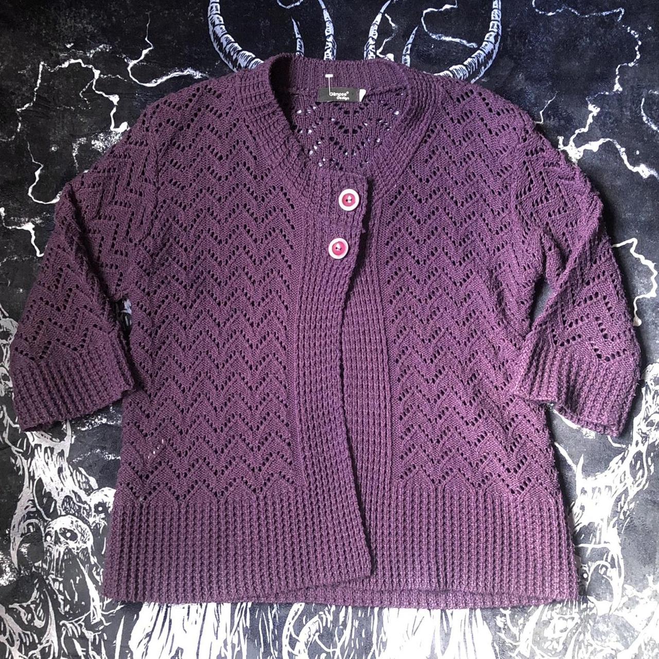 cosy deep purple chunky knit cardigan from glimpse... - Depop