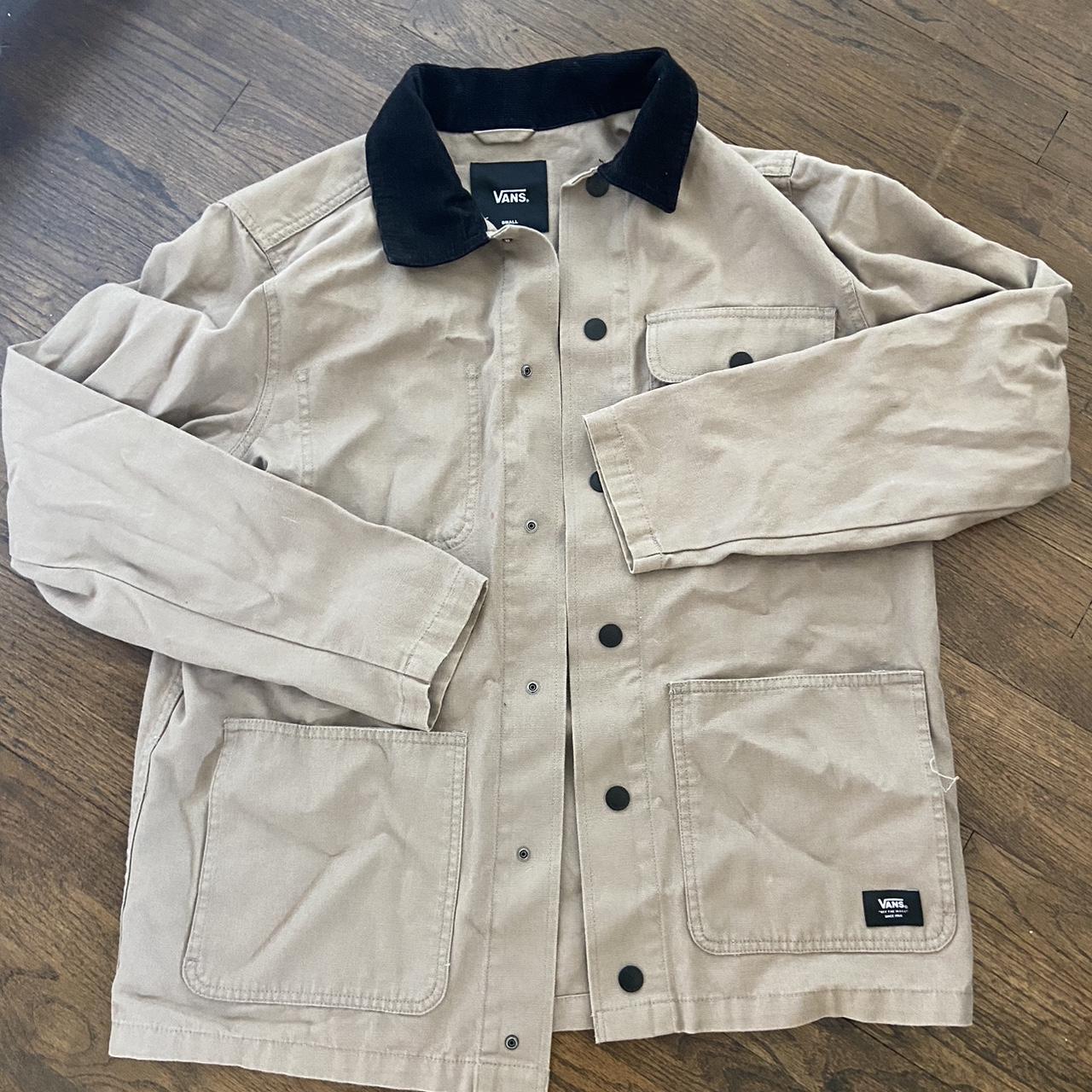 vans jacket with cord collar Size Small Small... - Depop