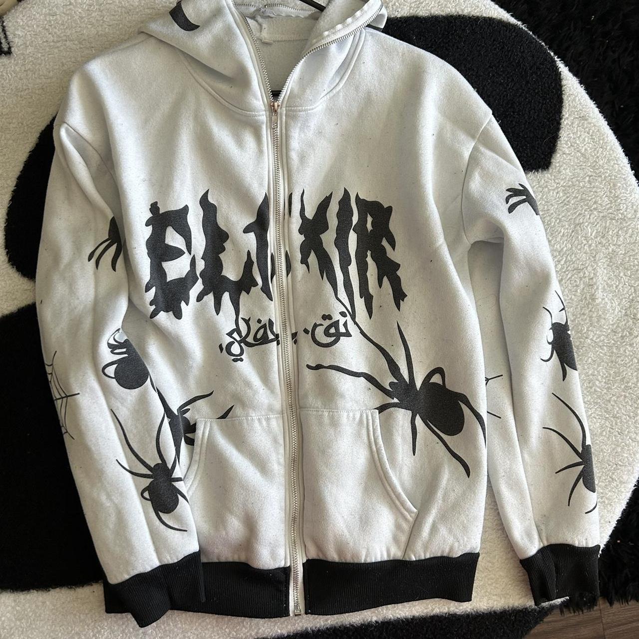 Elixir Full zip up hoodie Y2K spiderweb and spider... - Depop
