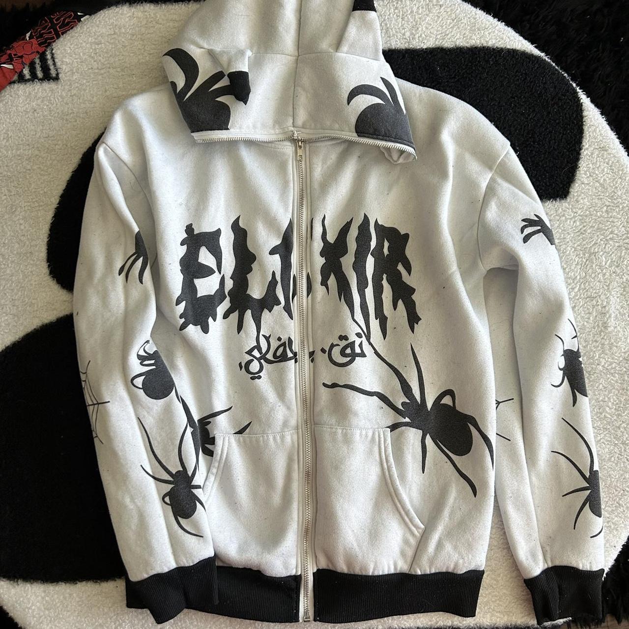 Elixir Full zip up hoodie Y2K spiderweb and spider... - Depop