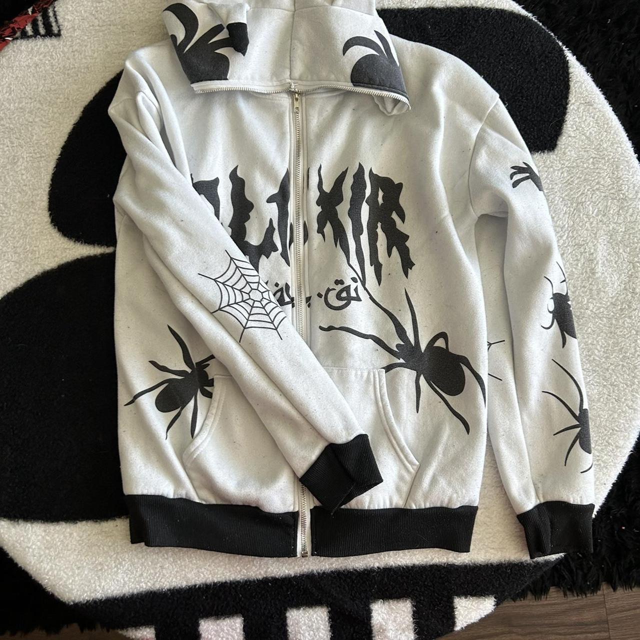 Elixir Full zip up hoodie Y2K spiderweb and spider... - Depop
