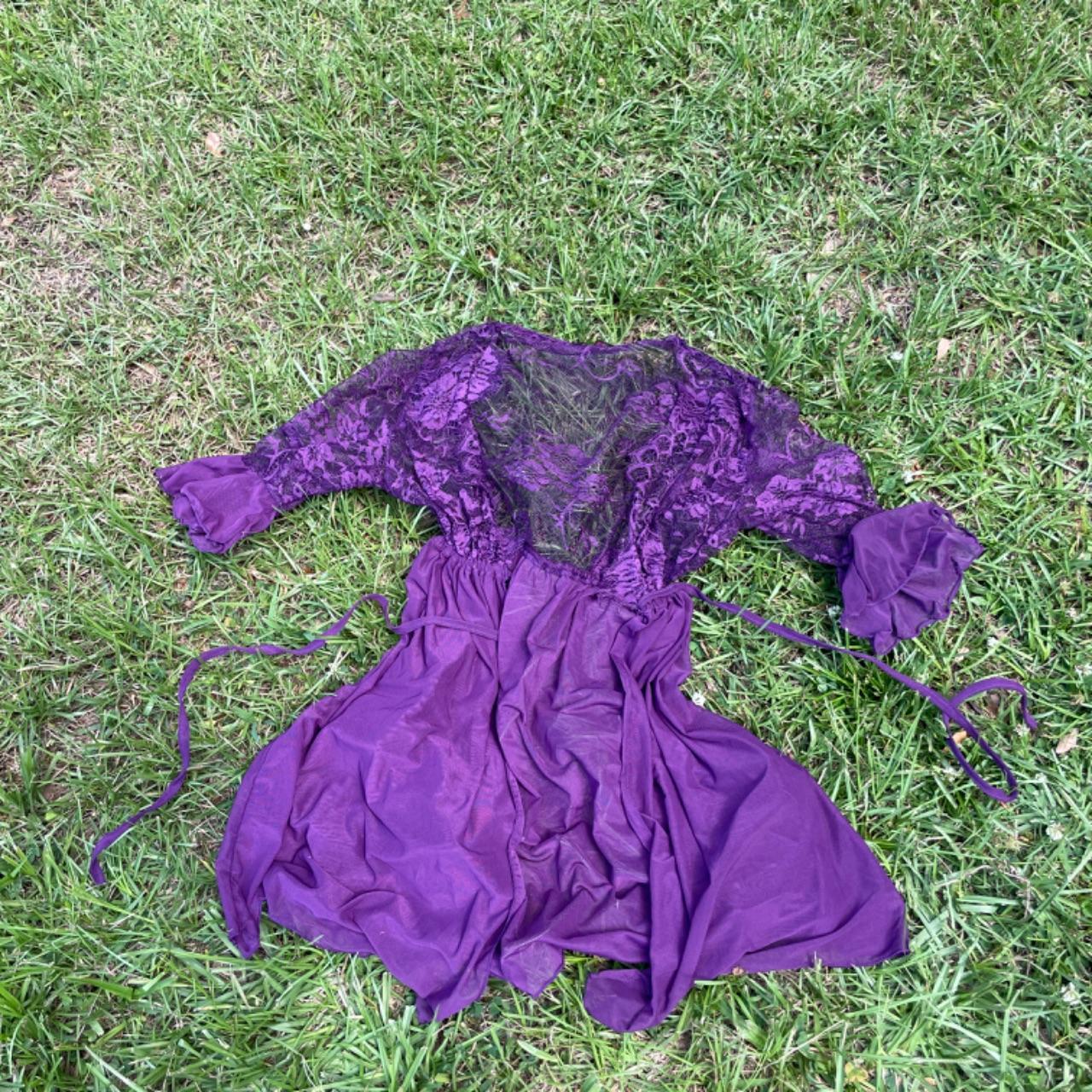 Purple lace robe with the most precious sleeve... - Depop