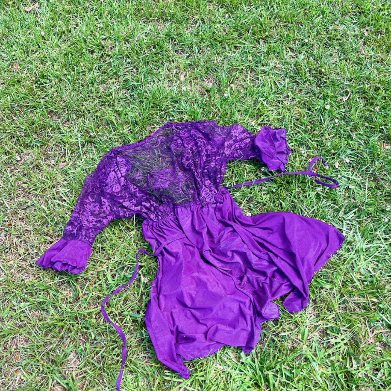 Purple lace robe with the most precious sleeve... - Depop