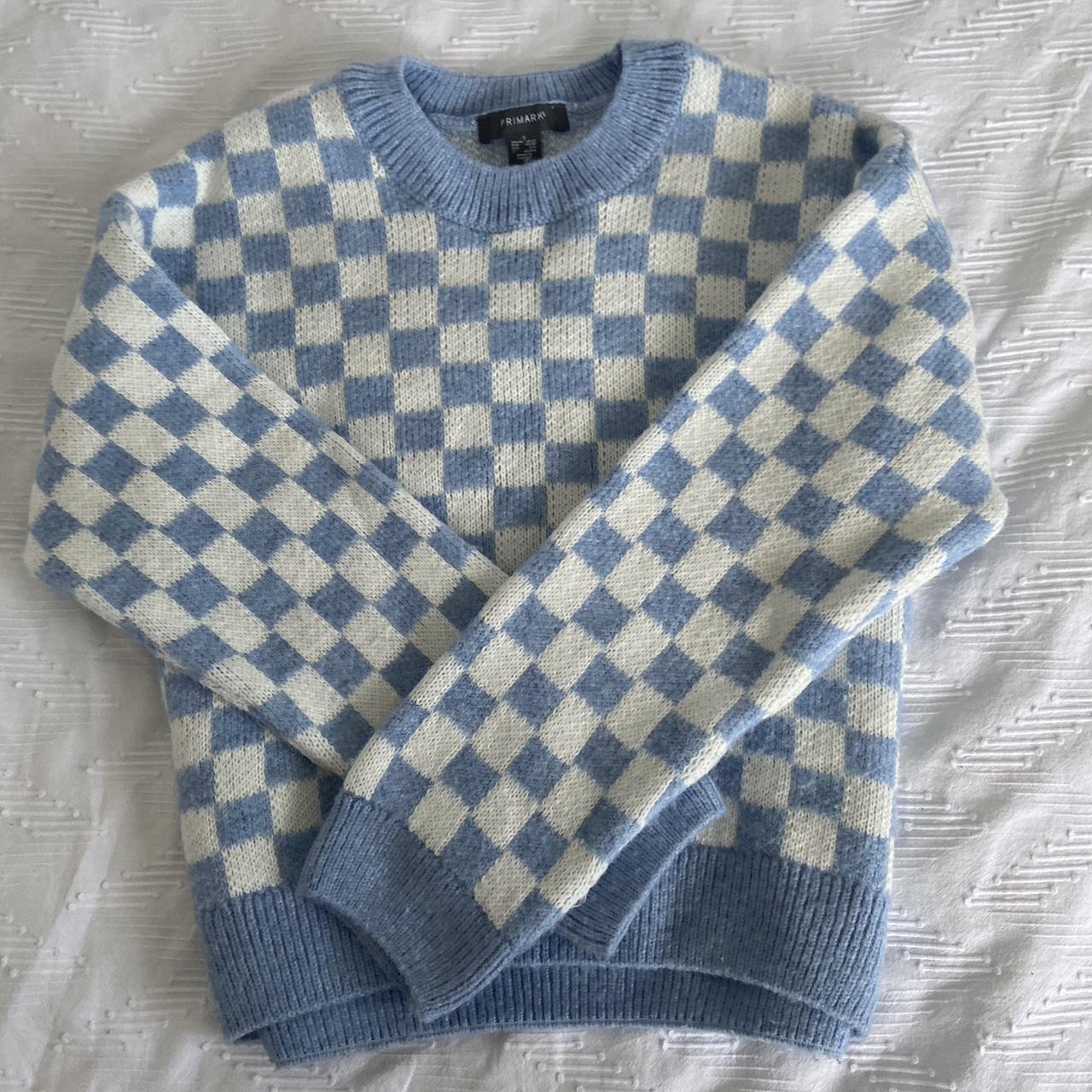 Knitted checkered jumper Size S Message before buying x - Depop