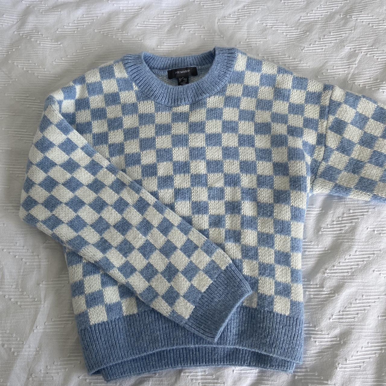 Knitted checkered jumper Size S Message before buying x - Depop