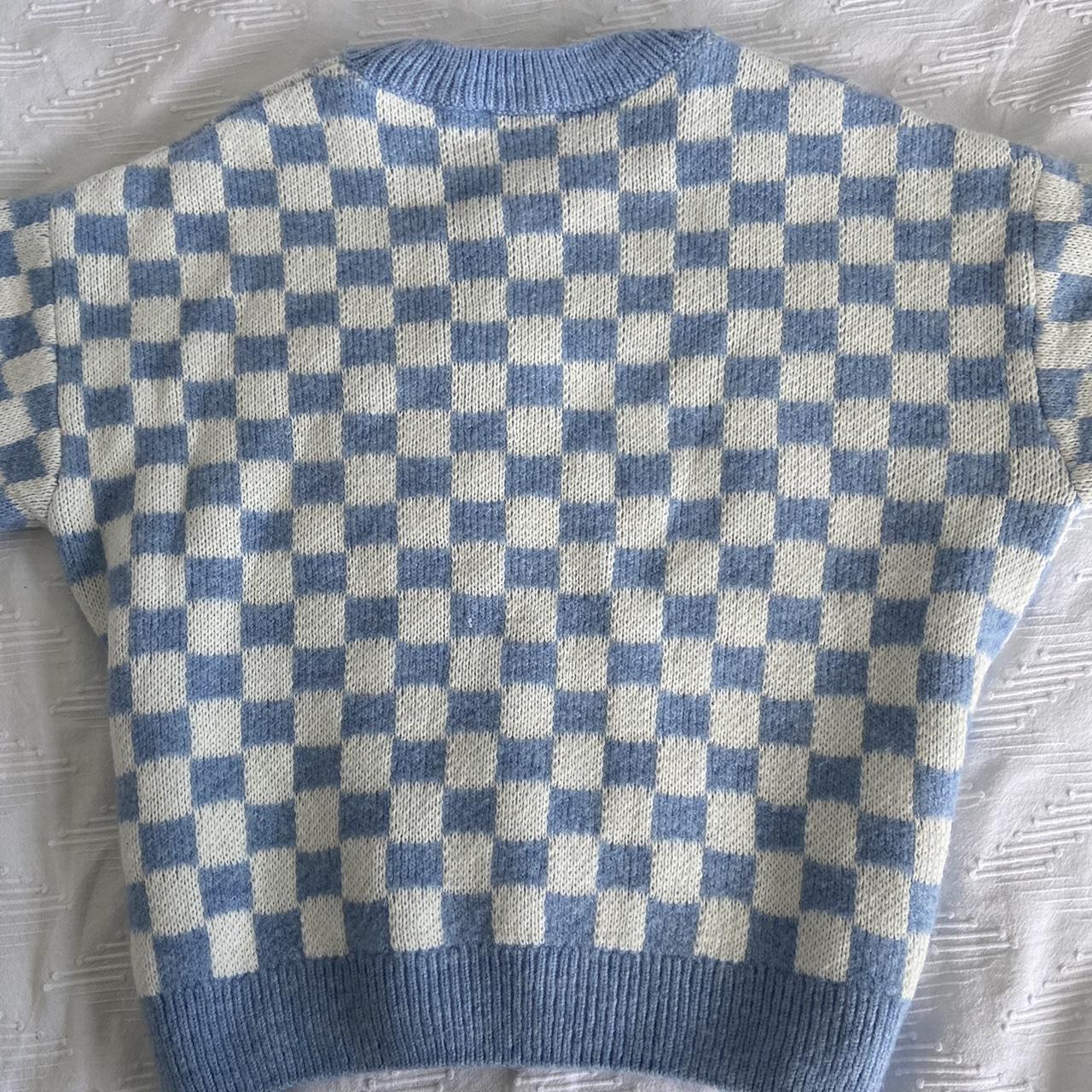 Knitted checkered jumper Size S Message before buying x - Depop