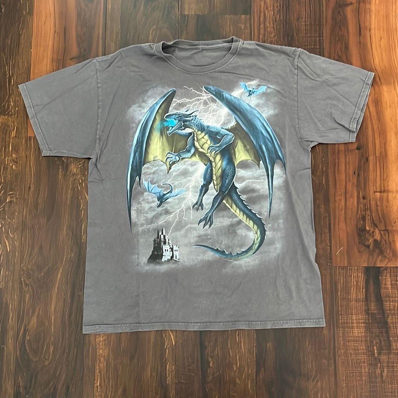 Vintage Dragon T Shirt Ripped Tag Large/XL - Depop