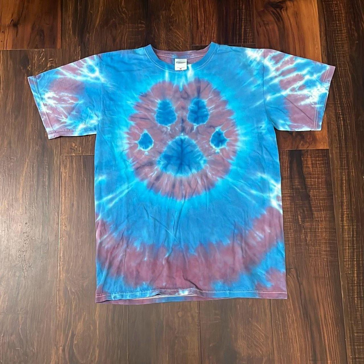 Vintage Custom Tye Dye Paw Print T Shirt - Depop