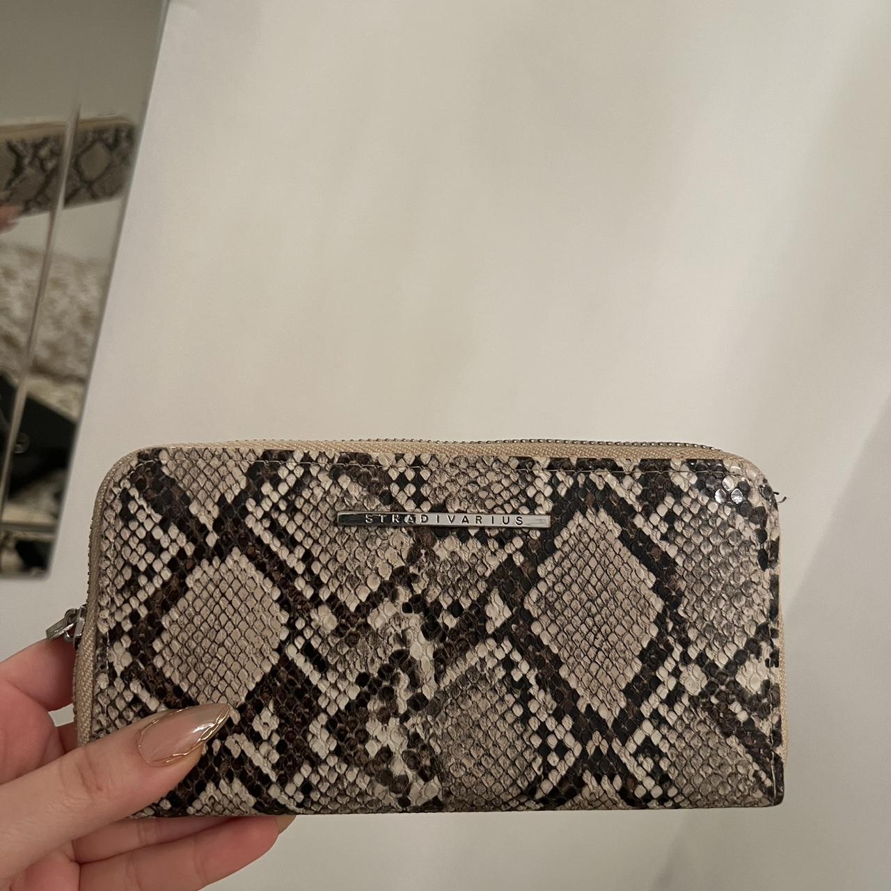 Stradivarius Tan and black snakeskin wallet #snakeskin | Depop