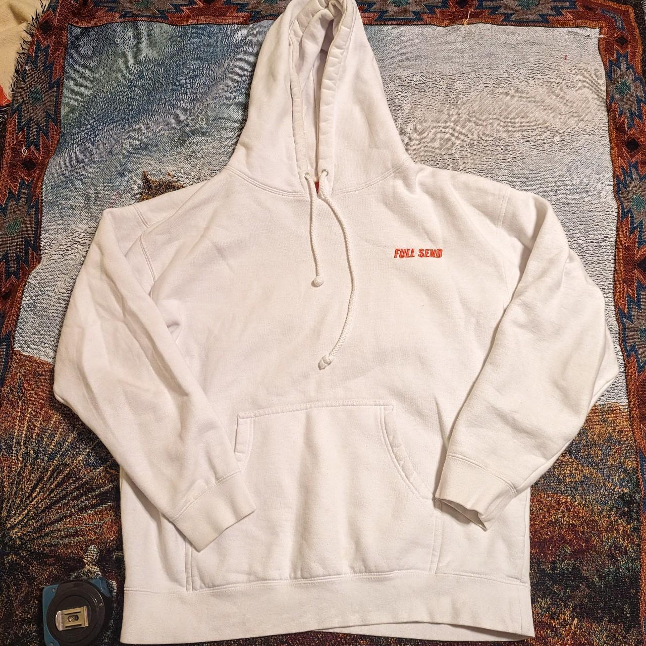 Nelk Boys Full Send Logo Hoodie Sweatshirt White/Red... - Depop