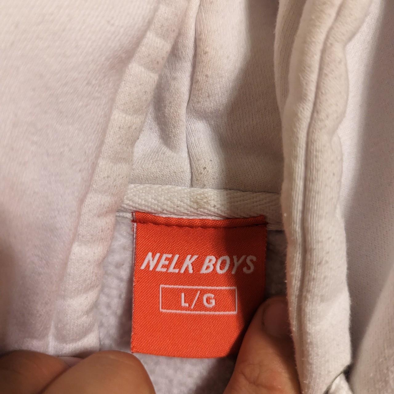 Nelk Boys Full Send Logo Hoodie Sweatshirt White/Red... - Depop