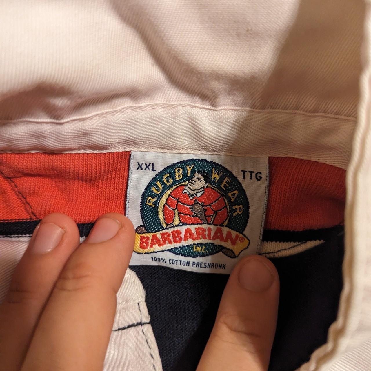 Vtg 90's Barbarian Rugby Wear Mens Shirt 2XL Black... - Depop