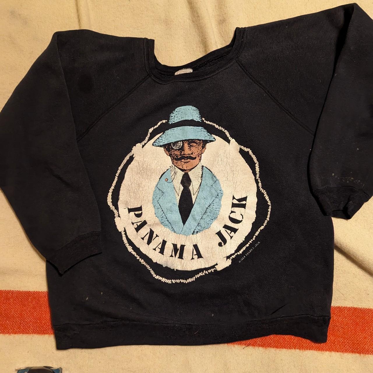 Vintage 80s Panama Jack XL Sweatshirt Black 1984... - Depop