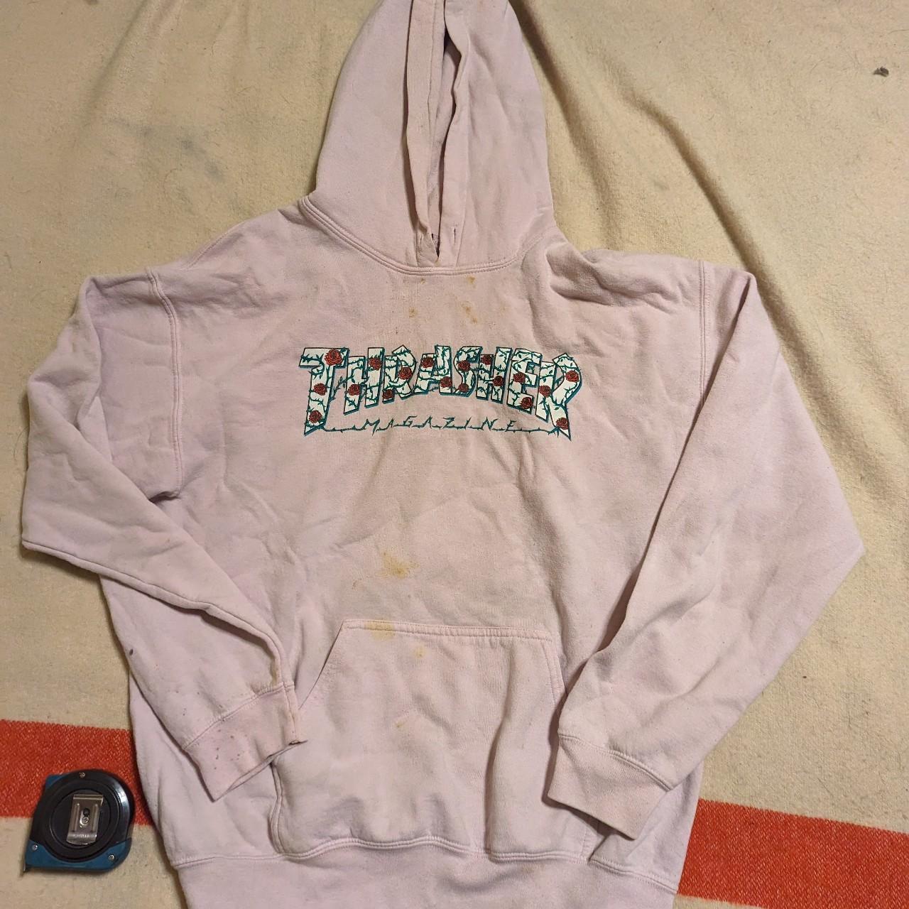 Thrasher Skateboard Magazine Rose Thorn logo hoodie... - Depop