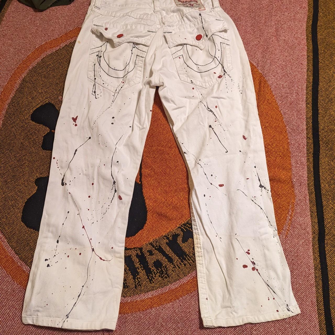Vintage True Religion Jeans 32x27 Paint Splattered | Depop Vintage True Religion Jeans 32x27 Paint Splattered | Depop