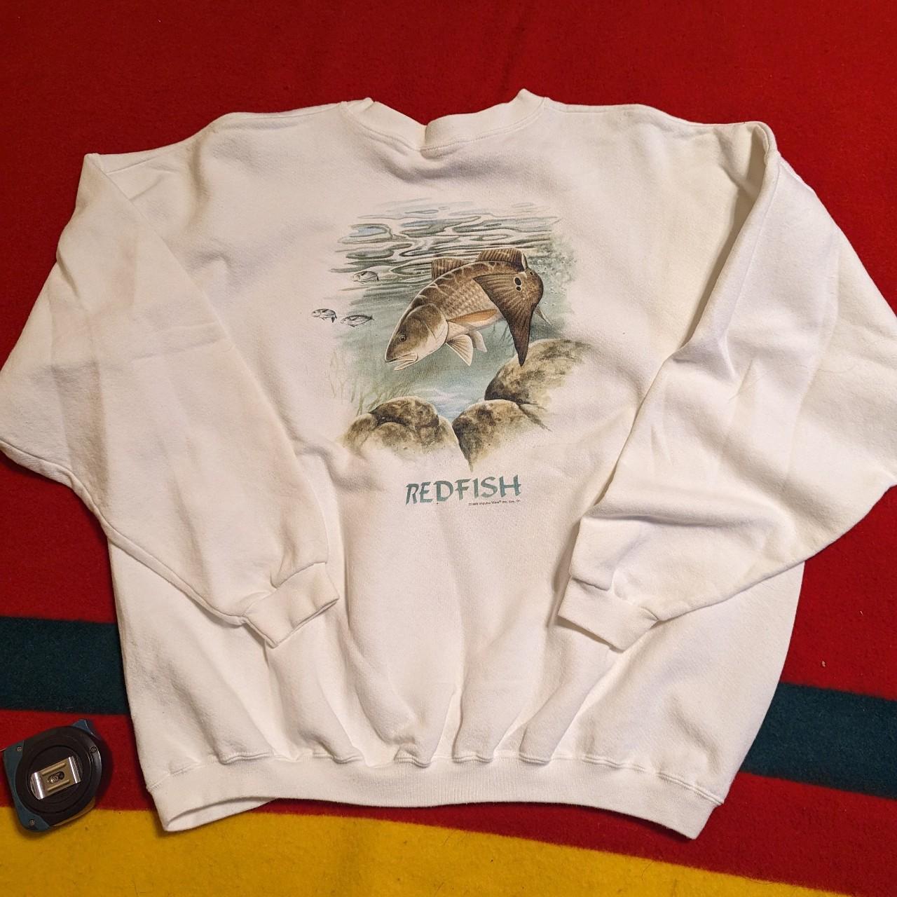 Vintage 1996 Red Fish Redfish Fishing Sweatshirt 2XL... - Depop