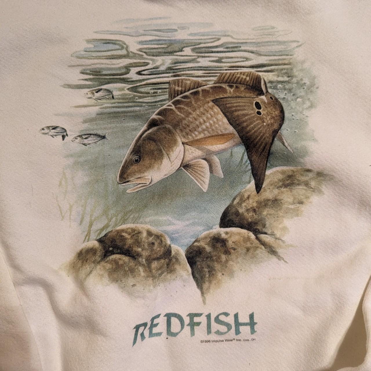 Vintage 1996 Red Fish Redfish Fishing Sweatshirt 2XL... - Depop