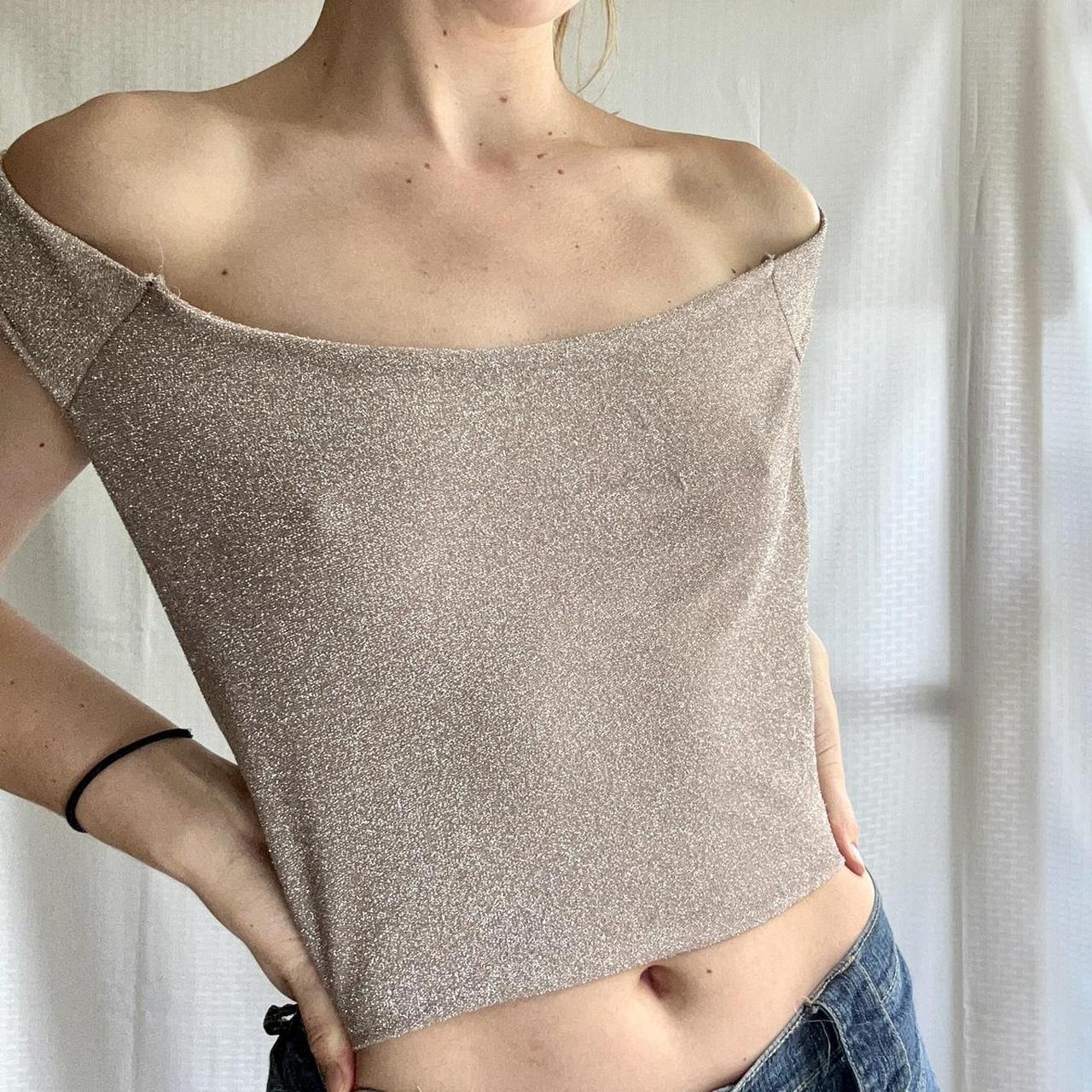 vintage mad rag sparkly silver greyish purple halter... - Depop