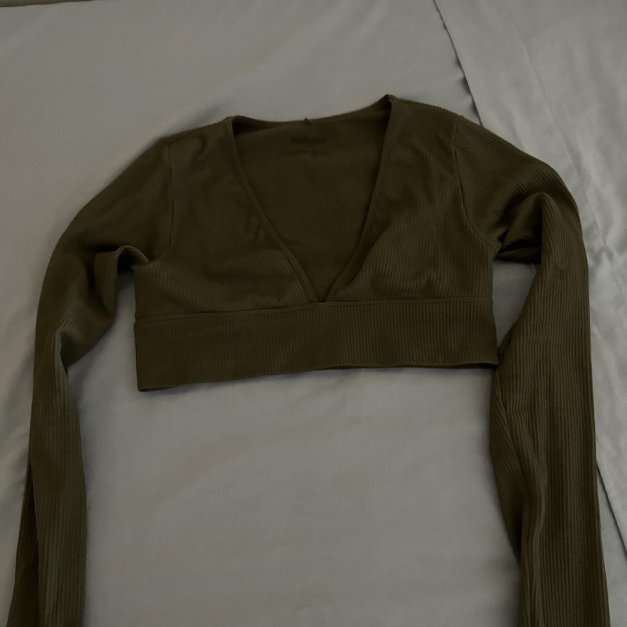 super cute cropped green garage top long sleeve and... - Depop