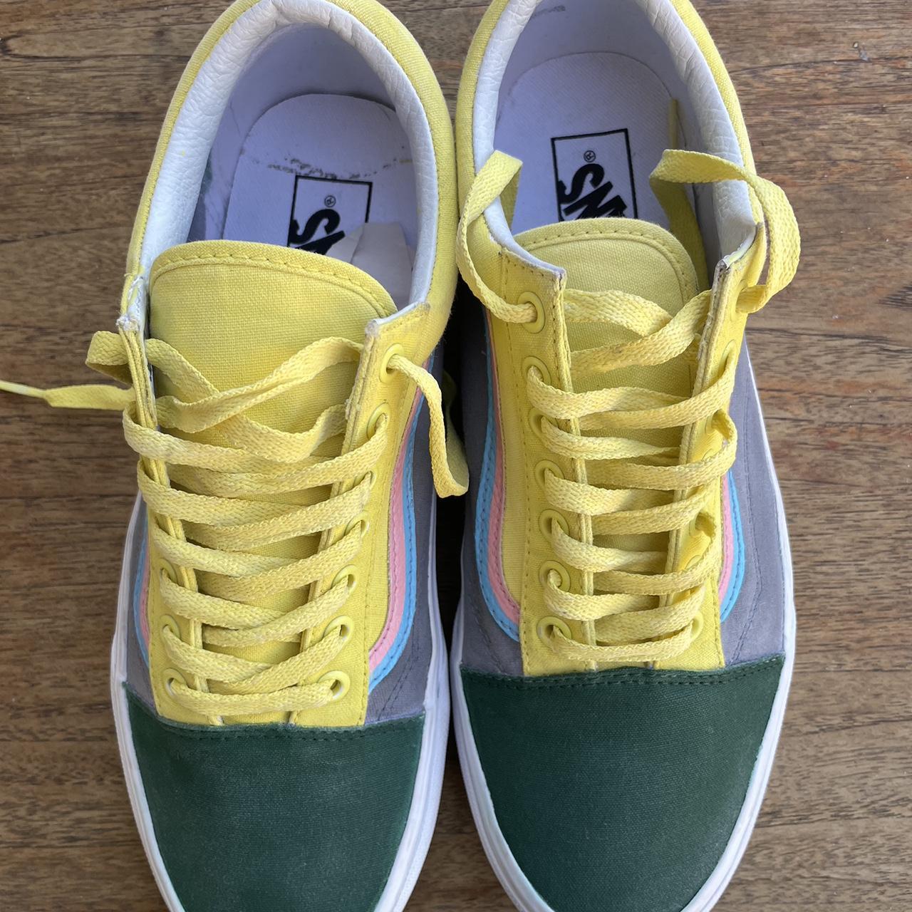 Size 9 hand painted vans. Multi colored. Good... - Depop