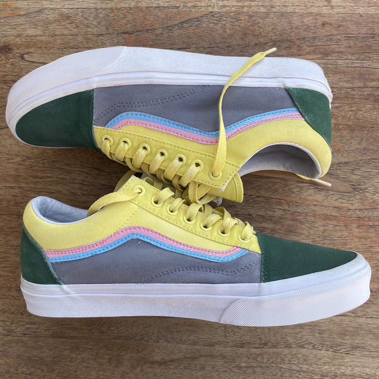 Size 9 hand painted vans. Multi colored. Good... - Depop