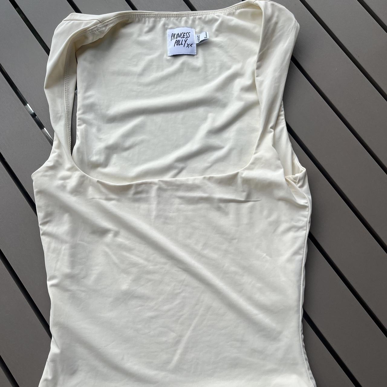 PRINCESS POLLY ZOE TOP CREAM/PALE YELLOW SIZE 6 As... - Depop