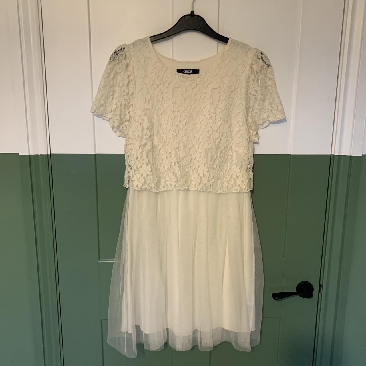 ASOS White Lace Net Dress Size 10 #dress #asosdress... - Depop